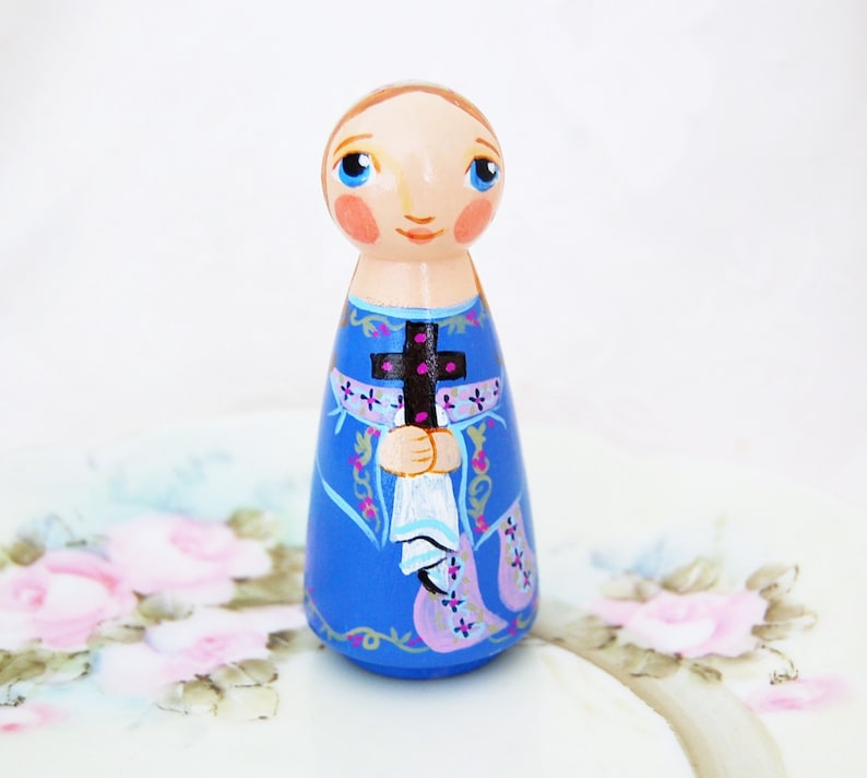 St Natalie Catholic Saint Doll - Wooden Toy - Made to Order - Etsy