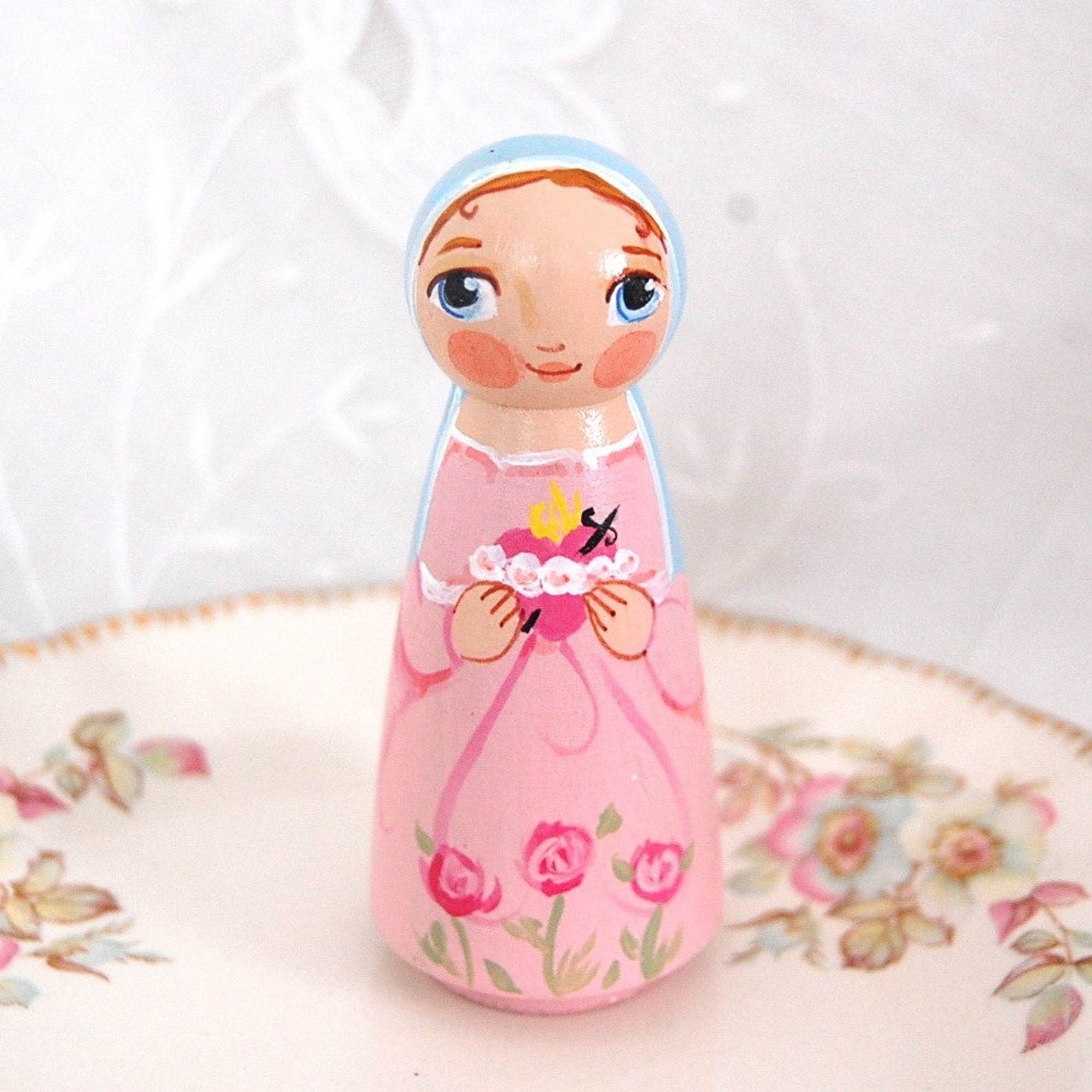 Immaculate Heart of Mary Catholic Saint Doll - Wooden Toy - Made to ...