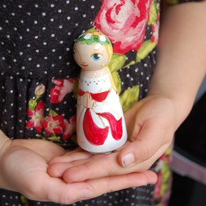 Santa Lucia or Saint Lucy Peg Doll - Catholic Wooden Toy - Made to ...