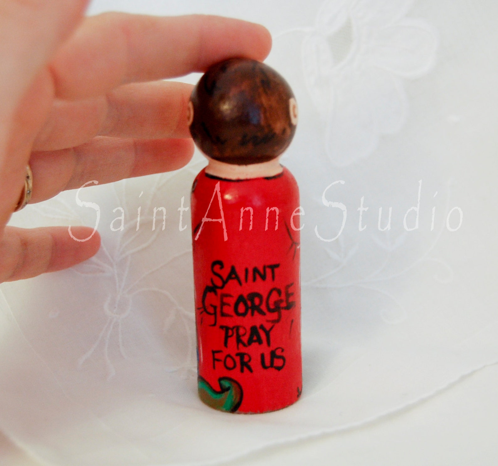 St George Catholic Saint Doll Wooden Peg Toy Catholic - Etsy