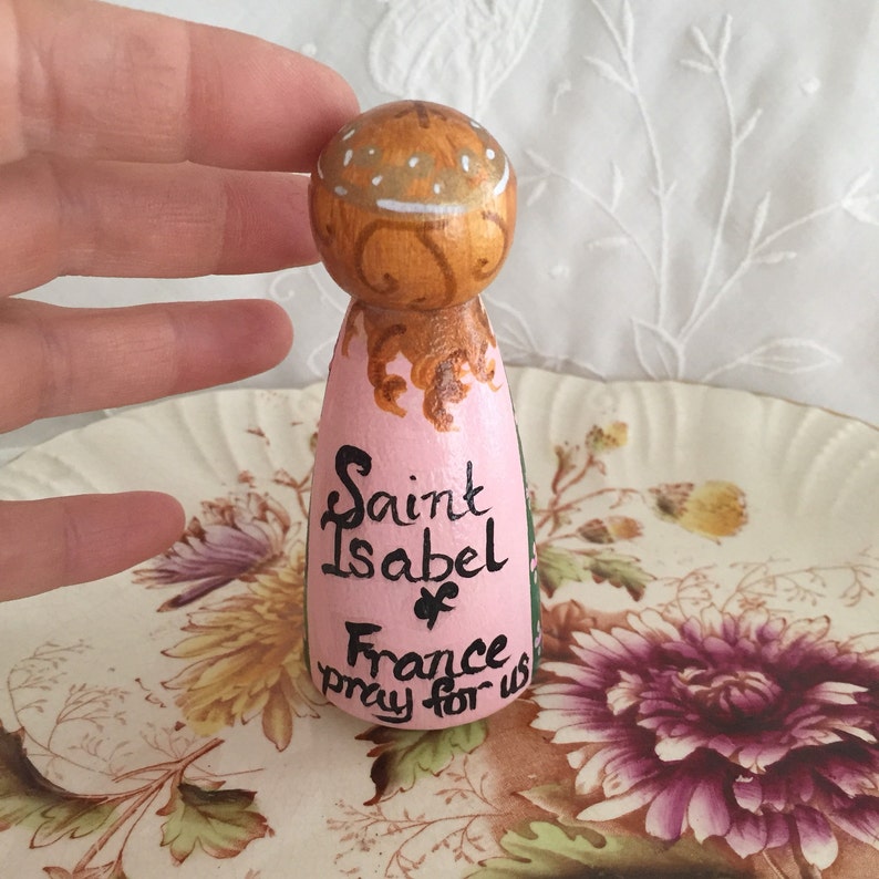 St. Isabella or Isabel of France Catholic Saint Doll Wooden Toy Made to ...
