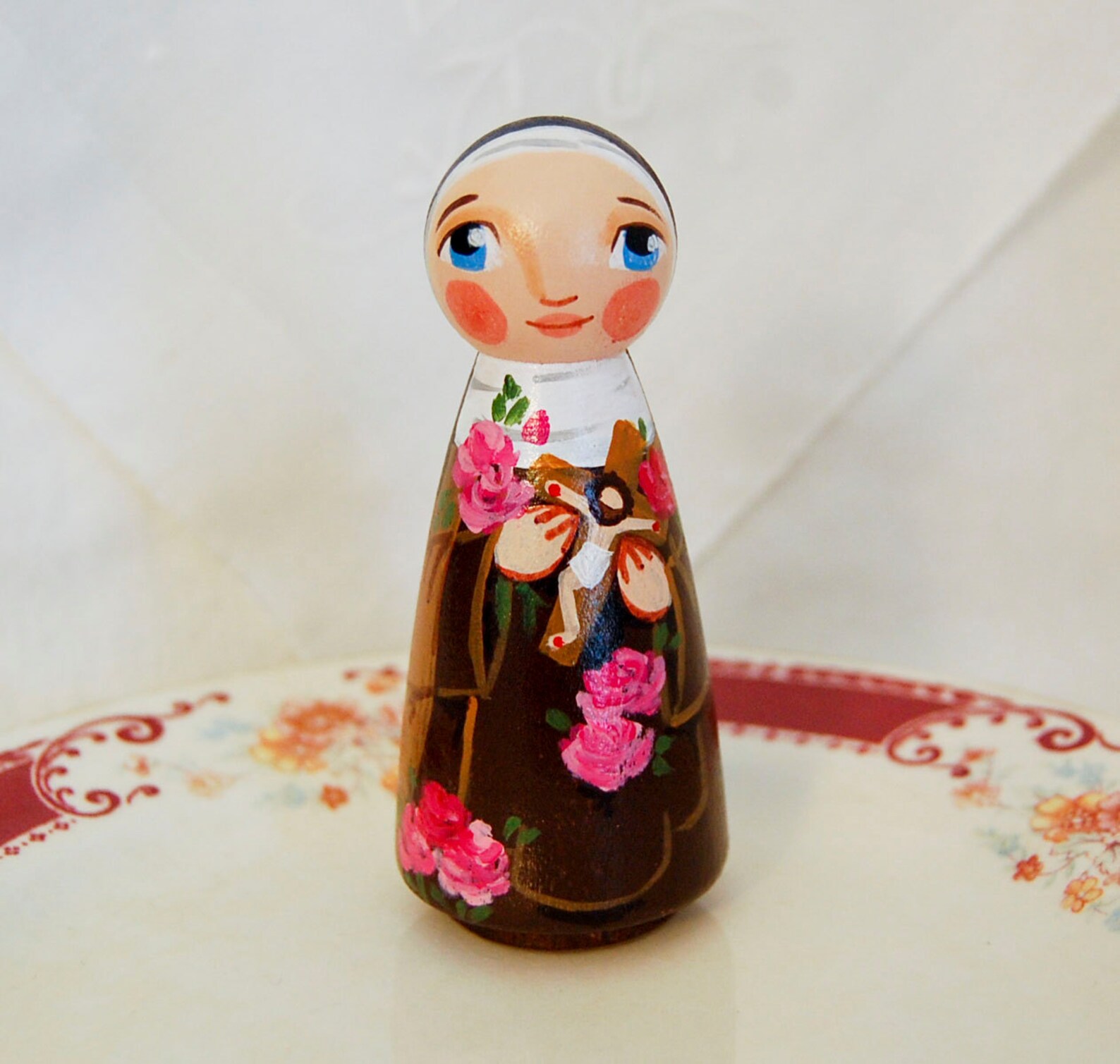St Therese of the Child Jesus Doll - Catholic Saint Toy - Wooden Statue ...