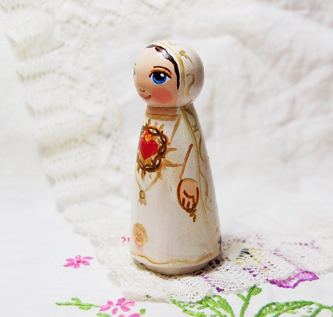 Our Lady of Fatima Catholic Saint Doll - Wooden Toy - Made to Order ...