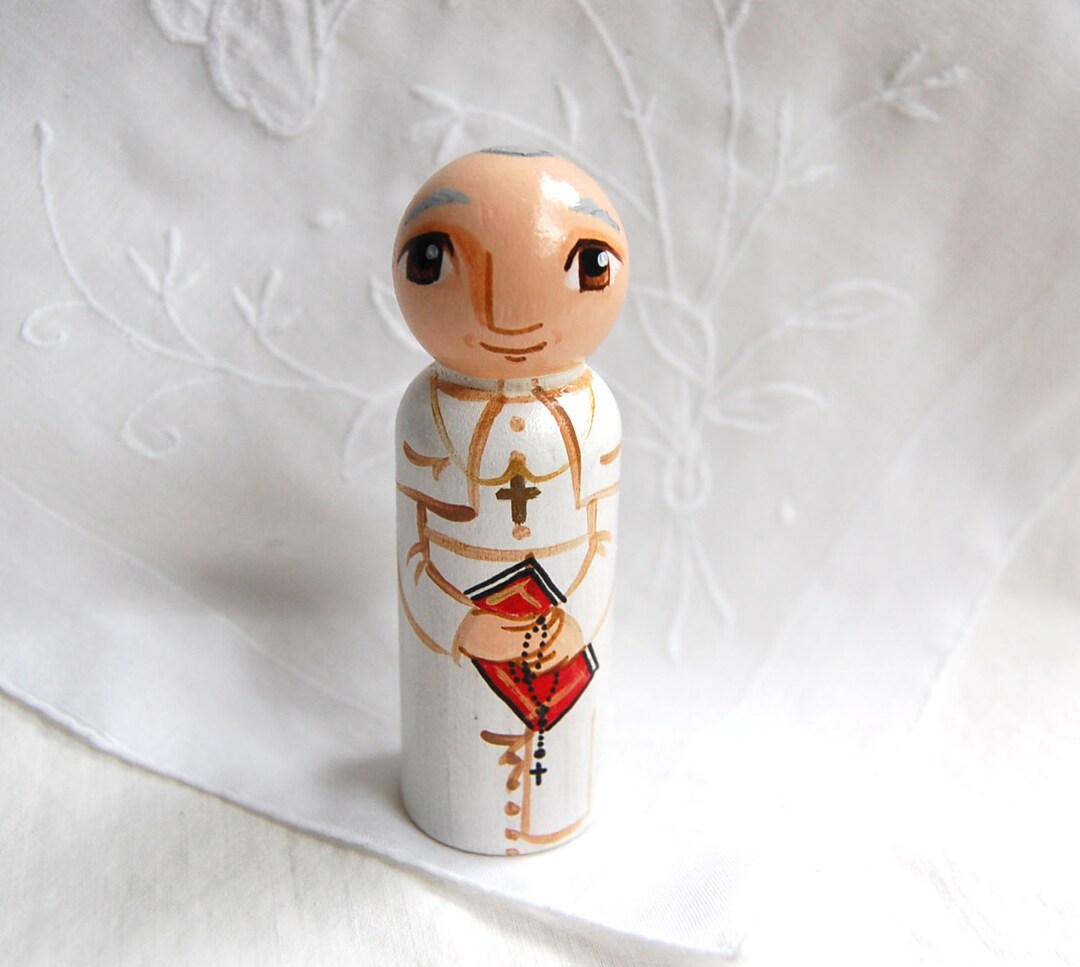 Saint Pope John Paul II Catholic Saint Doll - Wooden Toy - Made to ...