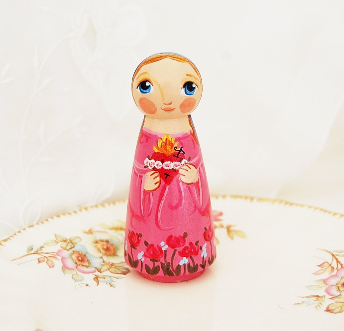 Immaculate Heart of Mary Catholic Saint Doll - Wooden Toy - Made to ...