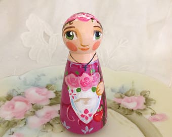 St Elizabeth Ann Seton Catholic Saint Doll Wooden Toy Made - Etsy