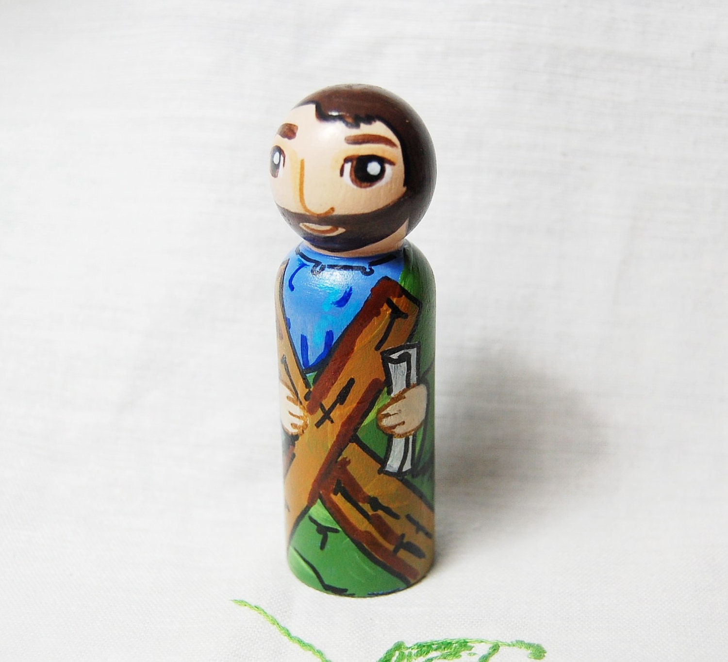 St Andrew the Apostle Toy - Catholic Wooden Saint Doll - Made to Order ...