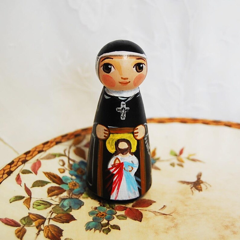 St Faustina Wooden Toy Catholic Saint Doll Made to Order - Etsy