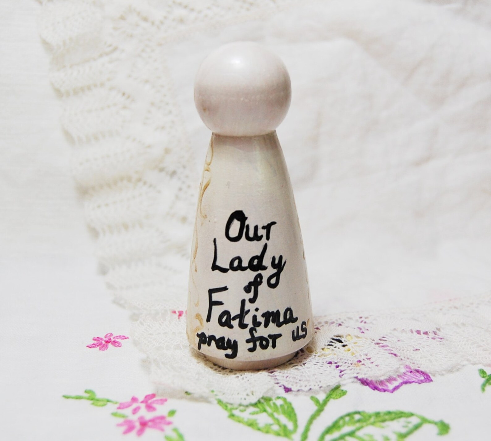 Our Lady of Fatima Catholic Saint Doll - Wooden Toy - Made to Order ...