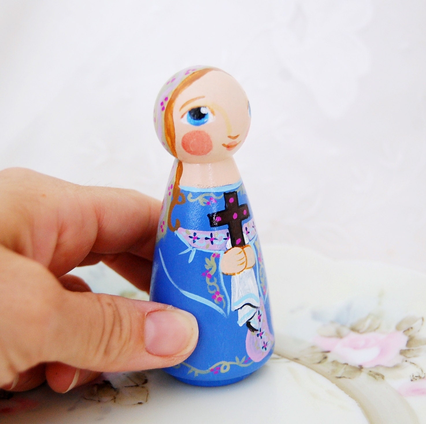 St Natalie Catholic Saint Doll Wooden Toy Made to Order - Etsy
