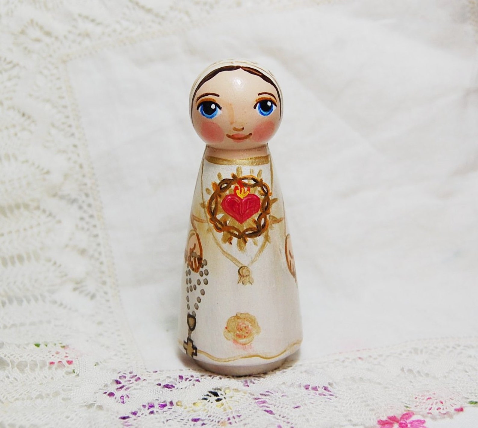 Our Lady of Fatima Catholic Saint Doll - Wooden Toy - Made to Order ...