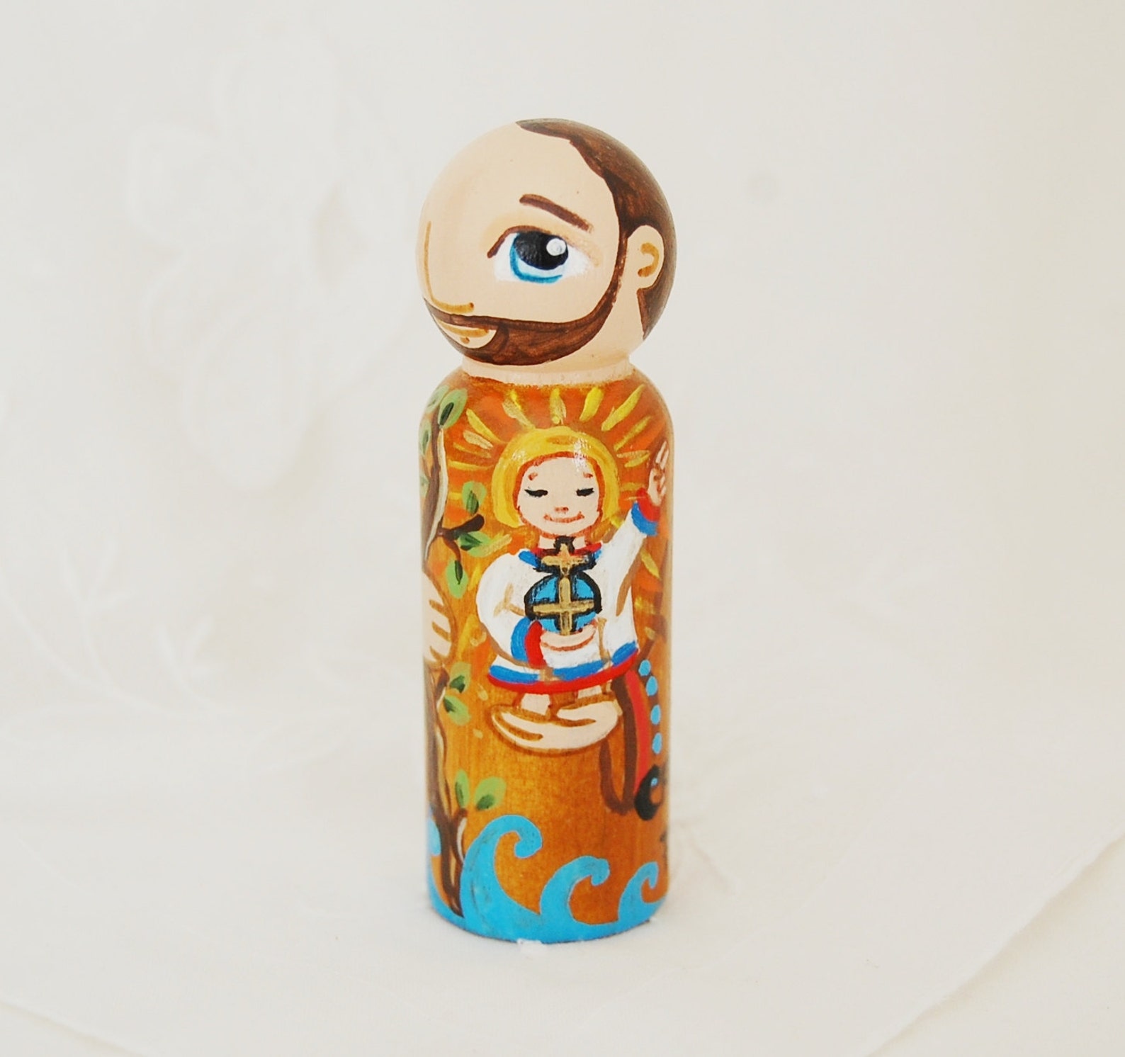 St Christopher Toy - Catholic Wooden Saint Doll - Made to Order - Etsy