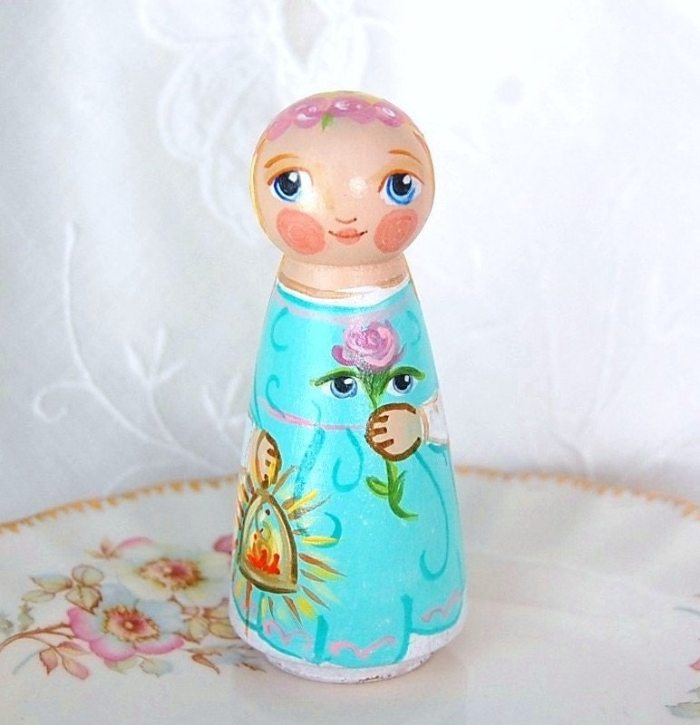 Santa Lucia or Saint Lucy Peg Doll - Catholic Wooden Toy - Made to ...