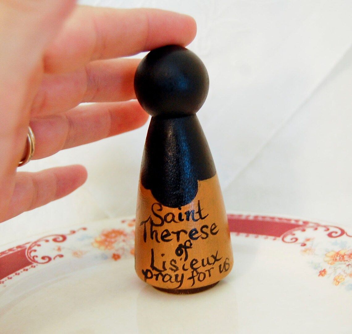 St Therese of the Child Jesus Doll - Catholic Saint Toy - Wooden Statue ...