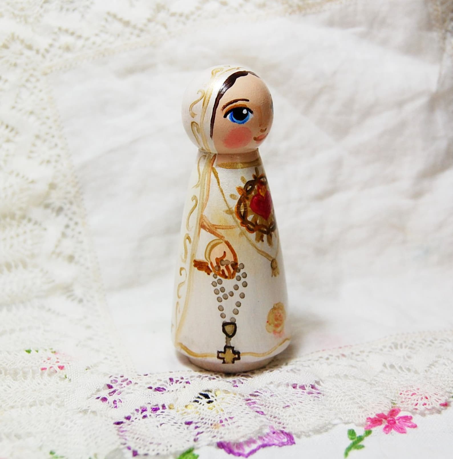 Our Lady of Fatima Catholic Saint Doll - Wooden Toy - Made to Order ...