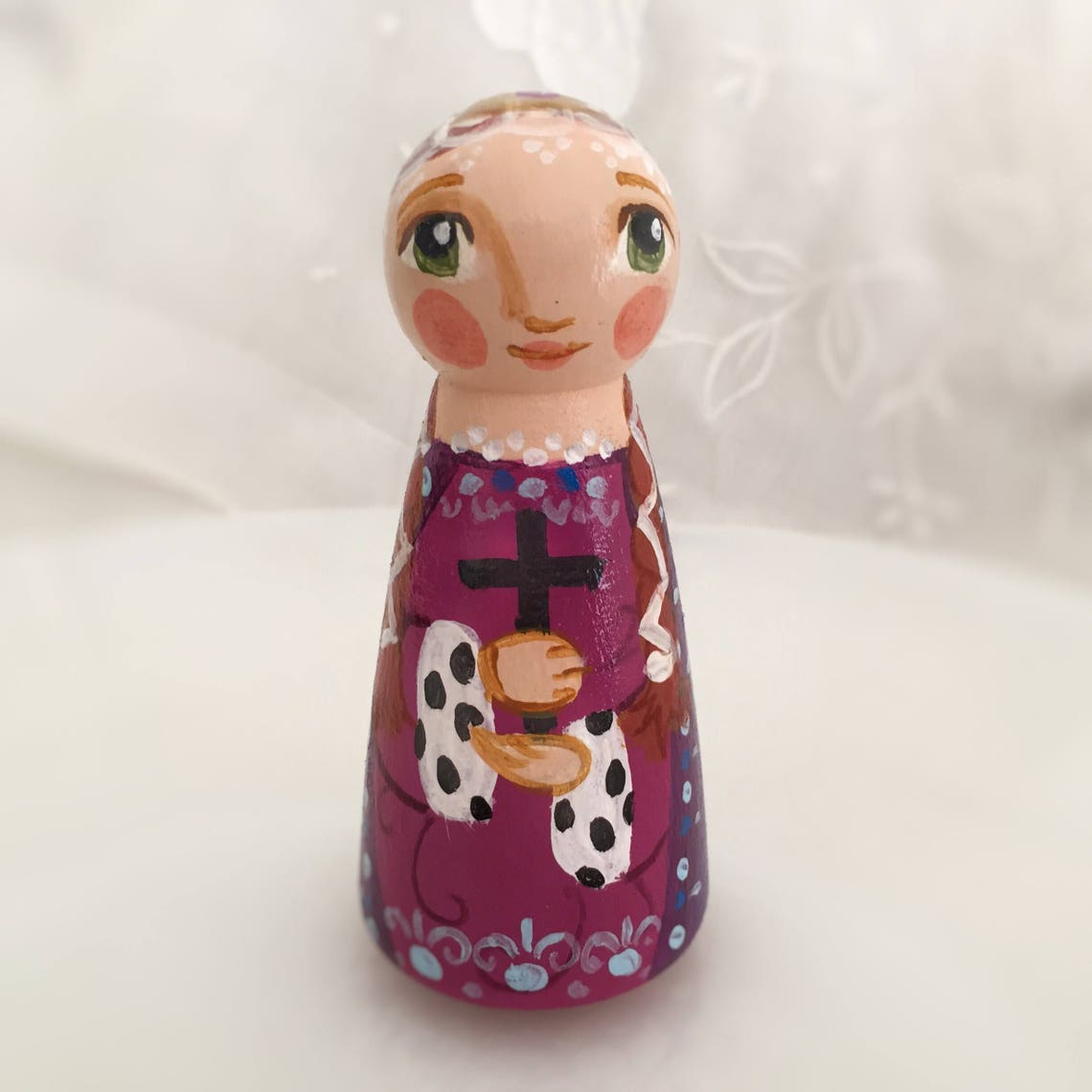 St Margaret of Scotland Doll Catholic Saint Toy Wooden Peg - Etsy