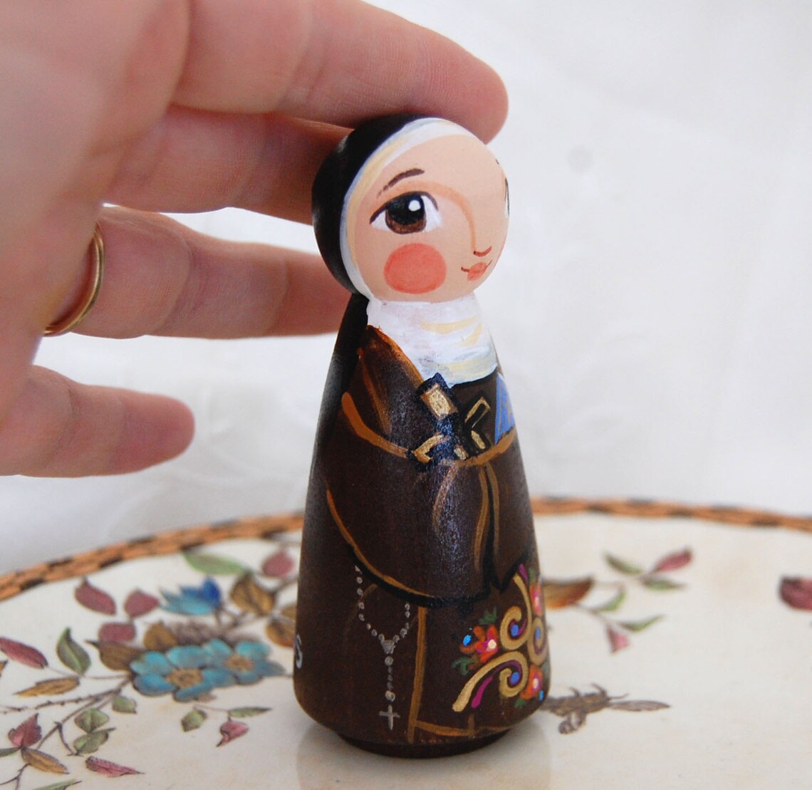 Saint Elizabeth of the Trinity Doll - Catholic Saint Doll - Wooden Peg ...