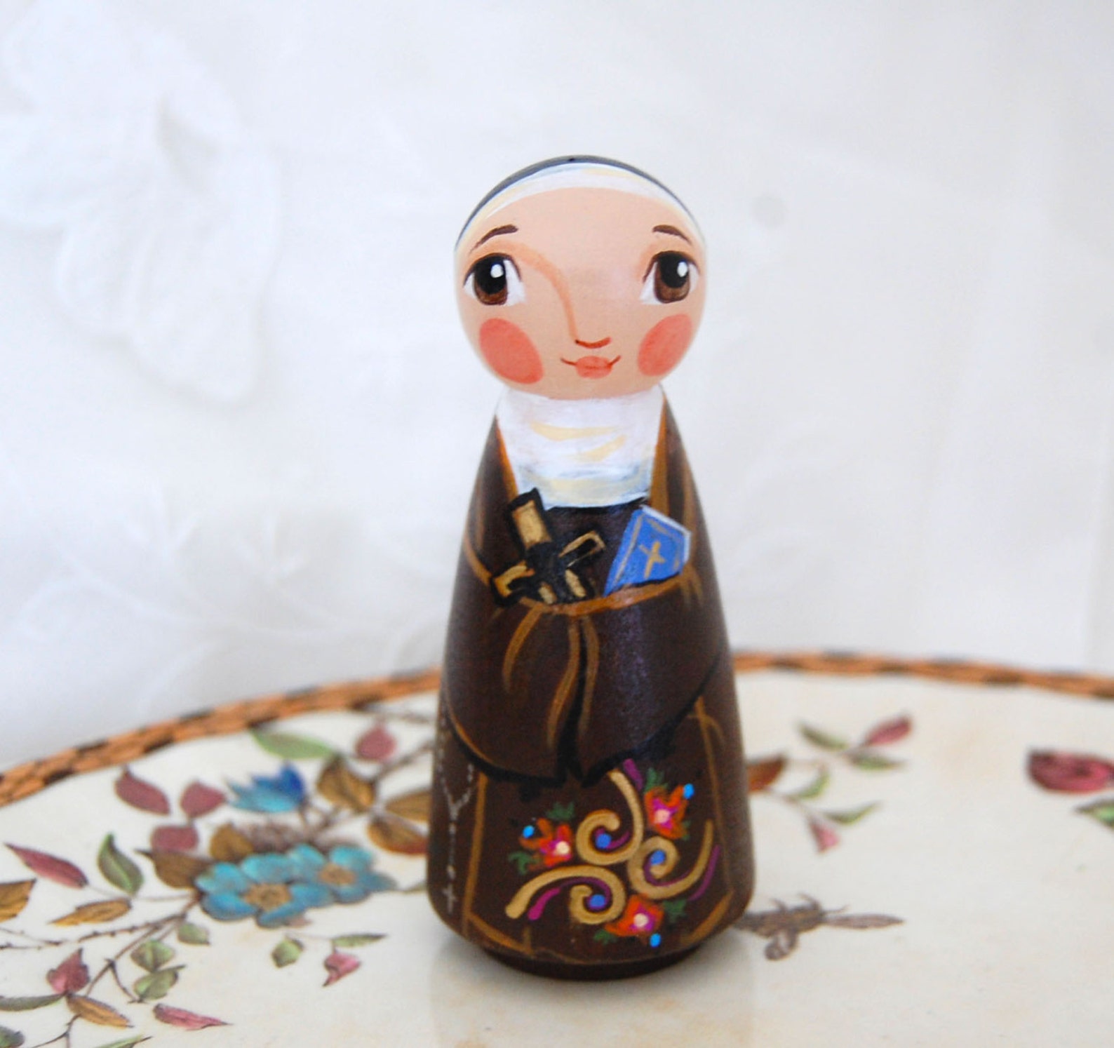 Saint Elizabeth of the Trinity Doll - Catholic Saint Doll - Wooden Peg ...