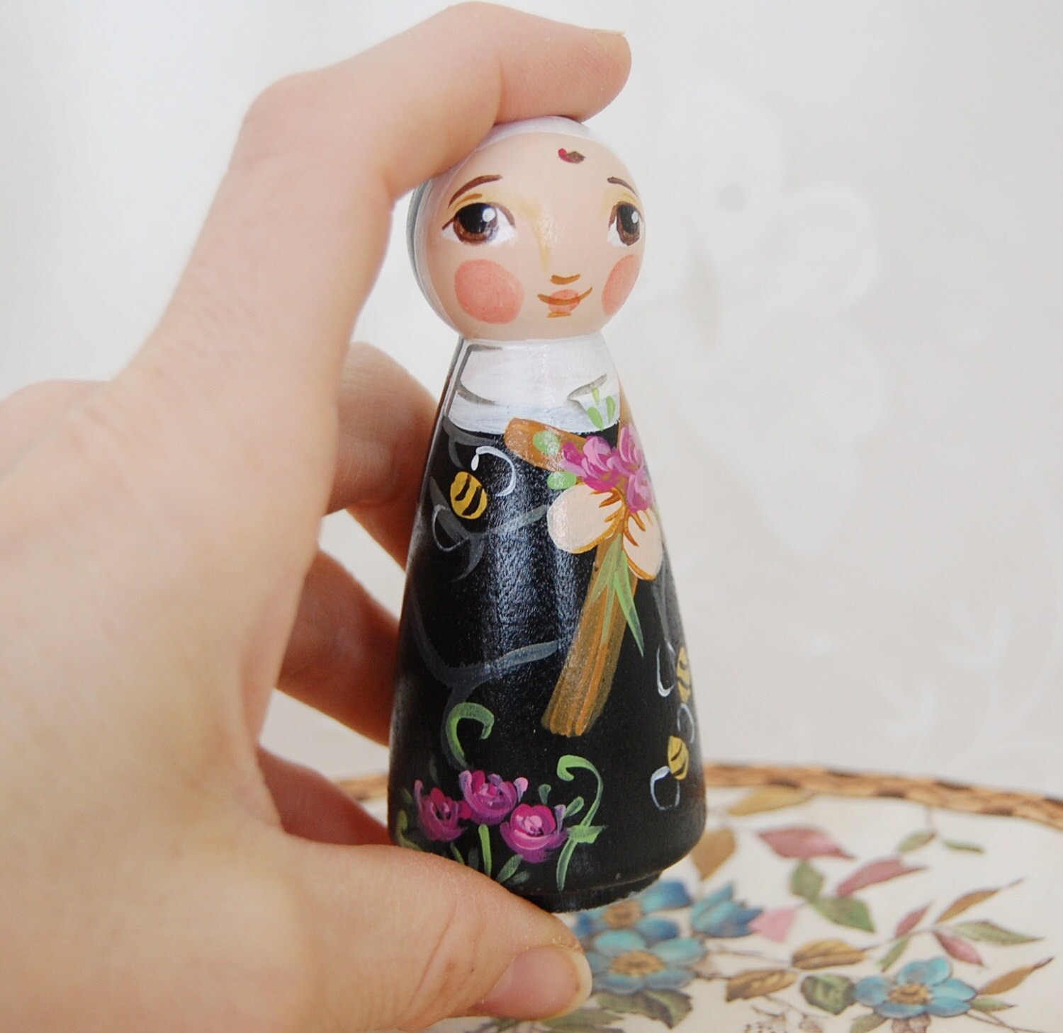 Saint Rita of Cascia Catholic Saint Toy - Wooden Doll - Made to Order ...