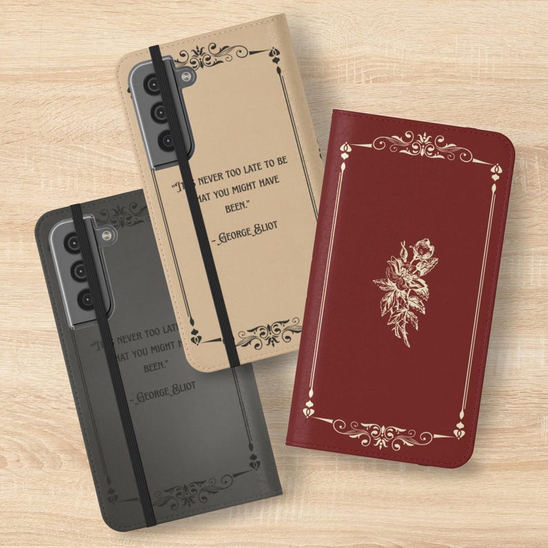 Custom Quote Book Phone Case | Dark Academia Flip Wallet Case W ...
