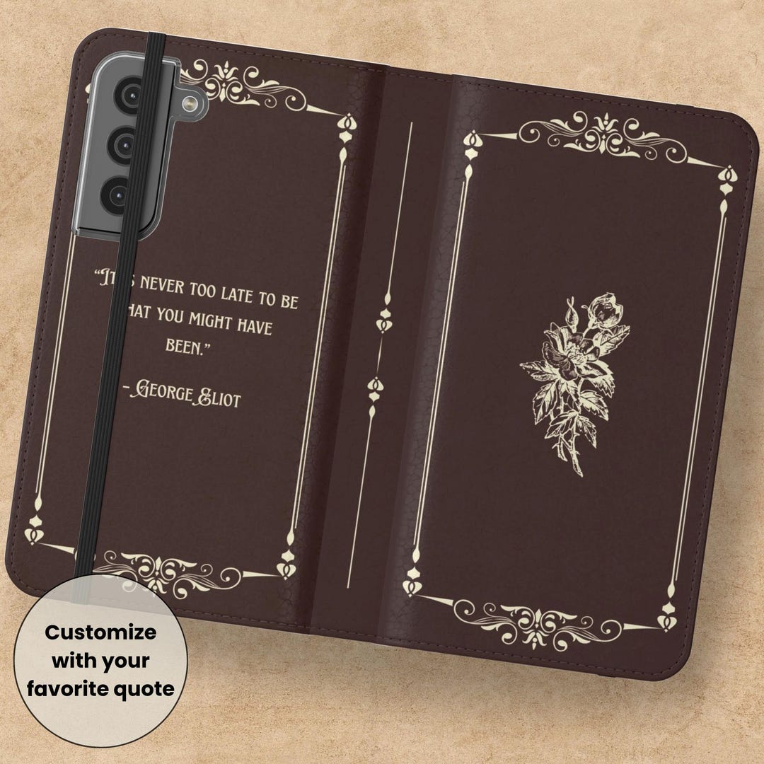 Custom Quote Book Phone Case | Dark Academia Flip Wallet Case W ...