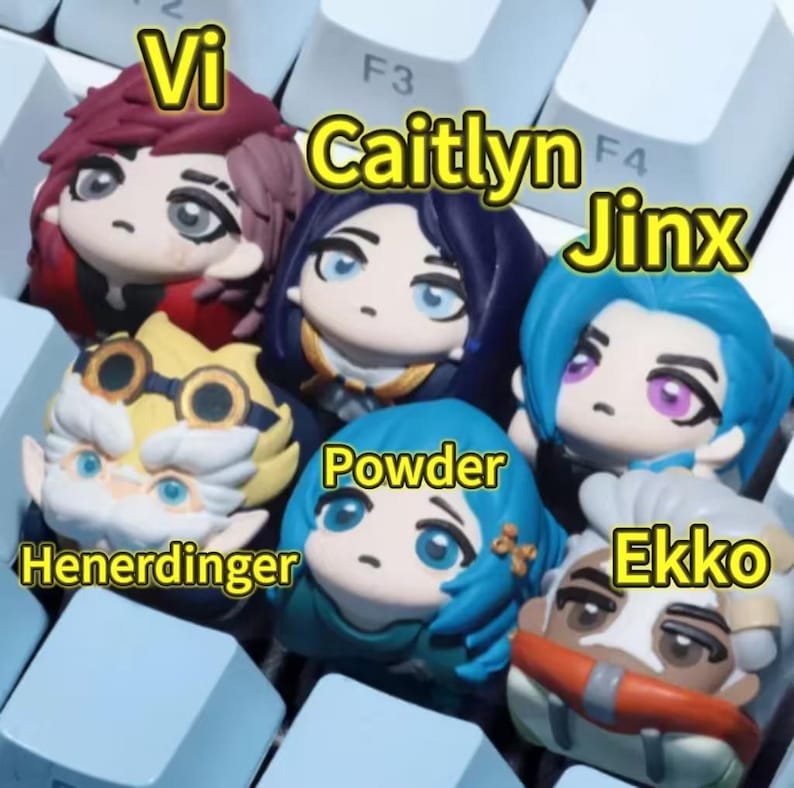 League of Legends Arcane Resin Keycaps Jinx, Vi, Ekko, Caitlyn ...