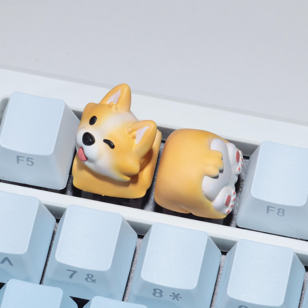 Cute Corgi Dog Resin Keycaps Set Adorable Dog Head Butt Designs for ...
