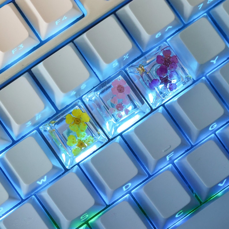 Real Dried Flowers Keycap Set Transparent Artisan SA Keycaps for ...