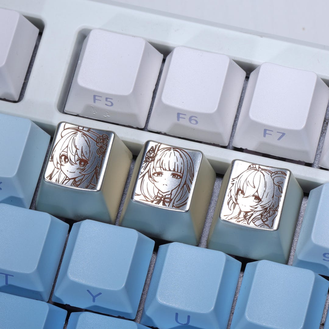 Genshin Impact Metal Keycaps Cherry MX R4 Profile Raiden Shogun Hu Tao ...