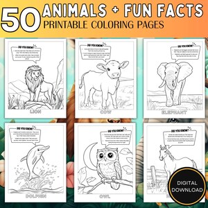 50 Animals Coloring Pages | Fun Educational Printables for Kids | Learn ...