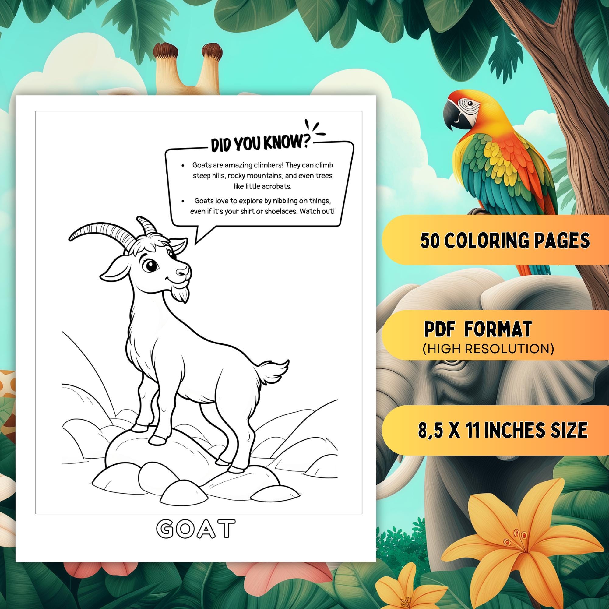 50 Animals Coloring Pages | Fun Educational Printables for Kids | Learn ...