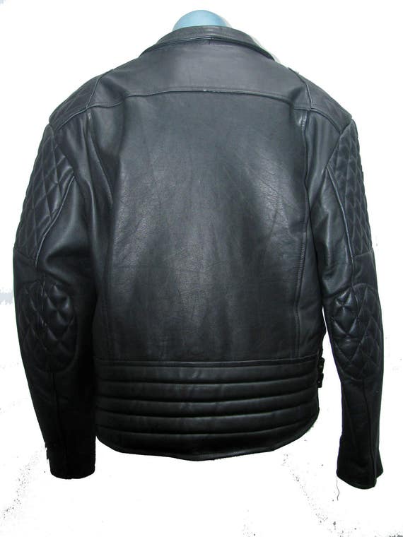 Vintage English Rocker Style Motorcycle Jacket Mens B… - Gem