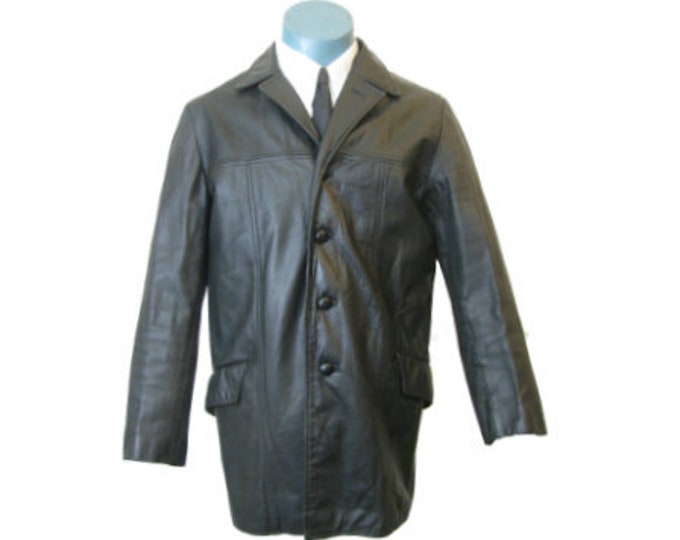 1960s Greaser Cabretta Jacket Vintage Mens Black Leather 3/4 Length ...