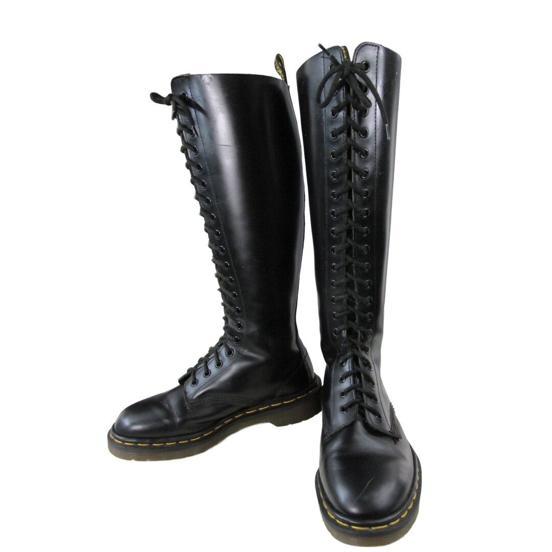20 Eyelet Dr Martens Boots Vintage 1980s Black Leather Knee High DM ...