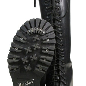Vintage 90s Gripfast Boots Black Leather Knee High 20 Eye Steel Toe ...