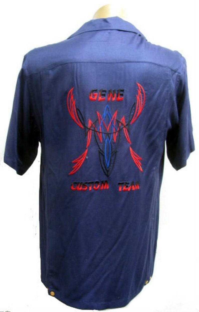 Vintage Panel Bowling Shirt Mens Dark Blue Rayon Gaberdine - Etsy