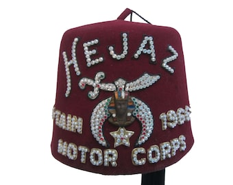 Vintage Shriners Fez Hat Ornate Yelduz Red Masonic Tam with | Etsy