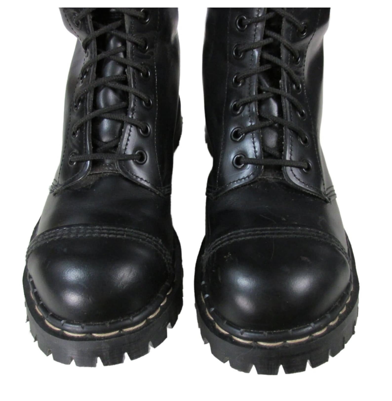 Vintage 90s Gripfast Boots Black Leather Knee High 20 Eye Steel Toe ...