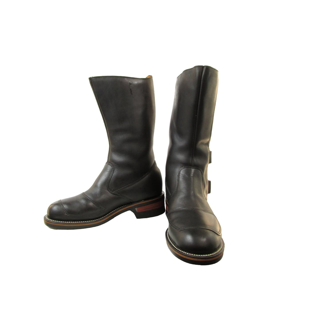 Chippewa Rally Motorcycle Boots Vintage Black Leather Biker Boot With ...