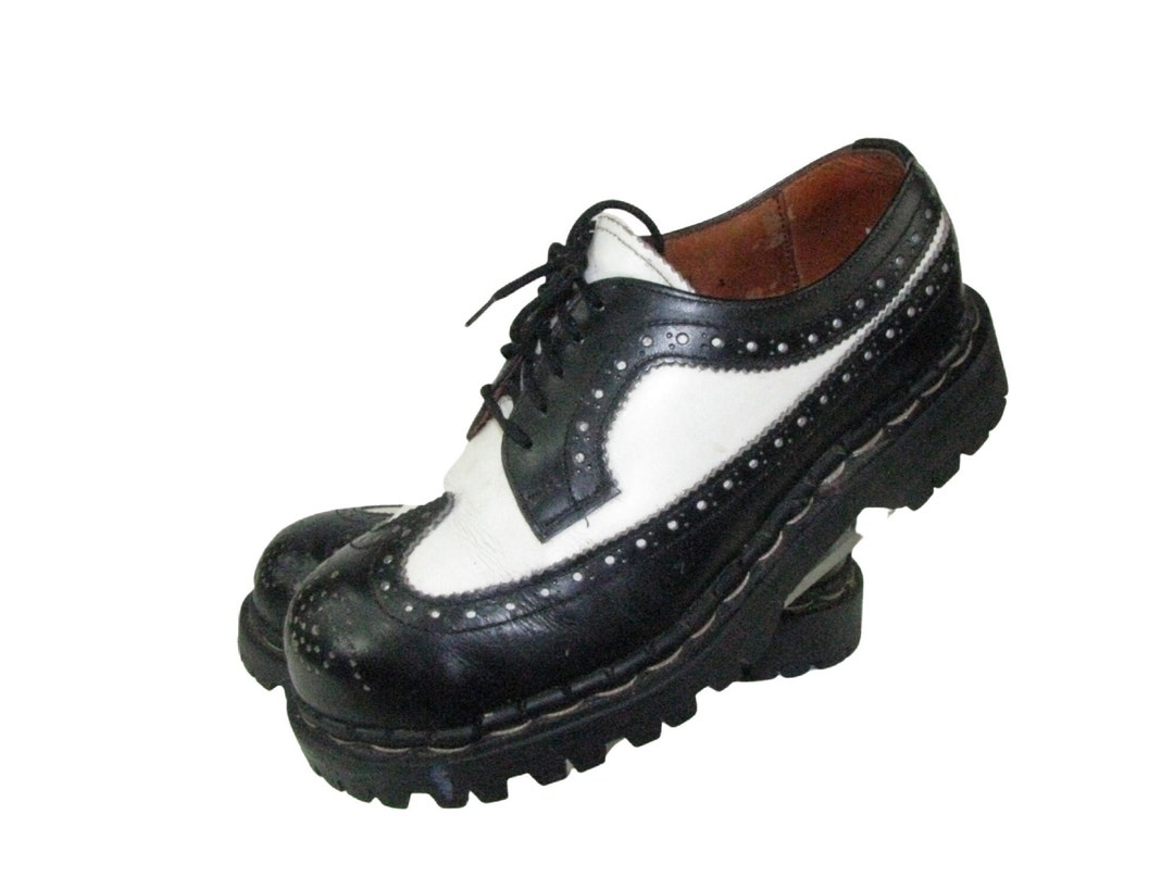 Gripfast Brogue Made in England Mens Black and White Leather Steel Toe ...