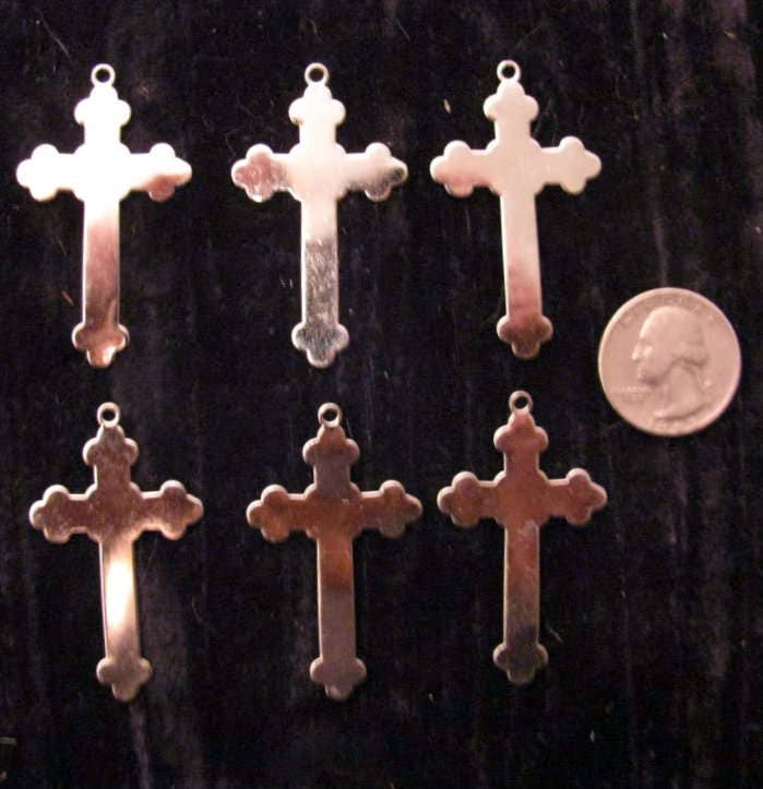 6 Pcs Silver Cross Pendant Six Pieces 1 3/4 Inch Tall Chrome | Etsy