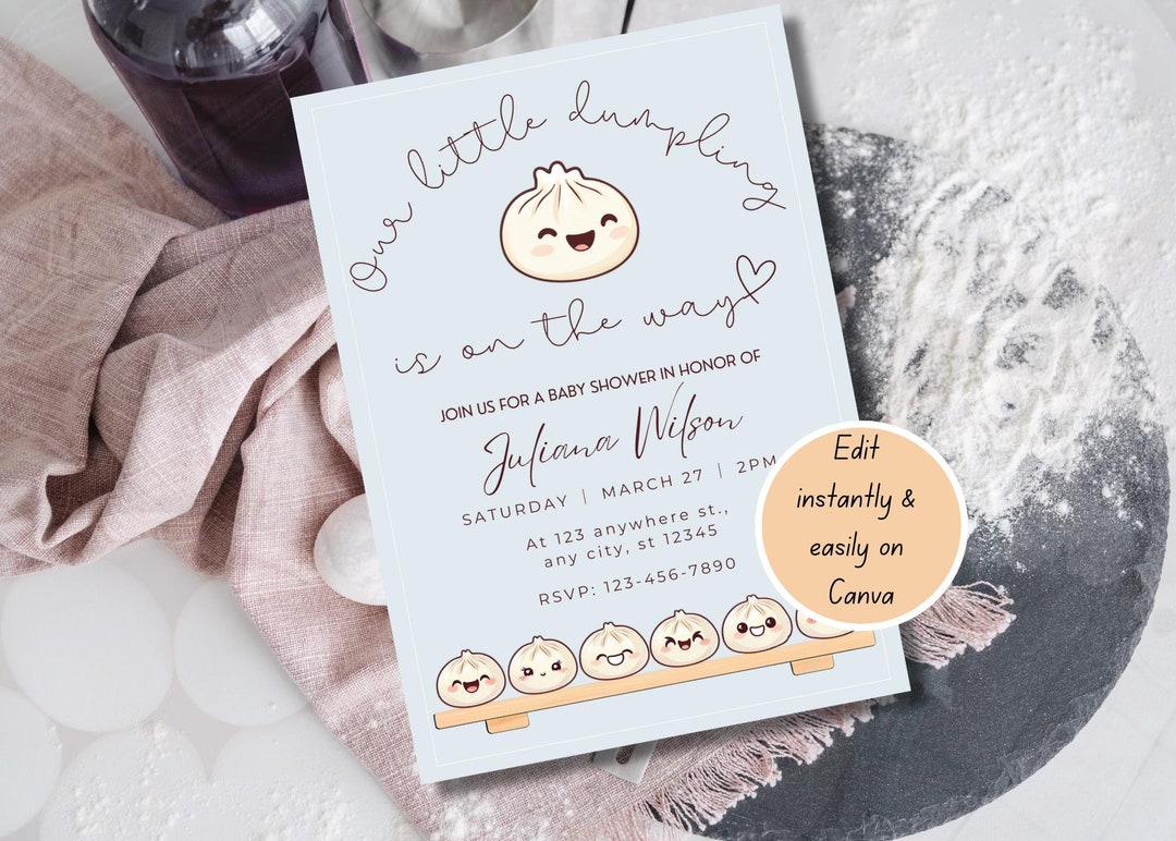 Our Little Dumpling is on the Way Baby Shower Invitation | Cute Food ...