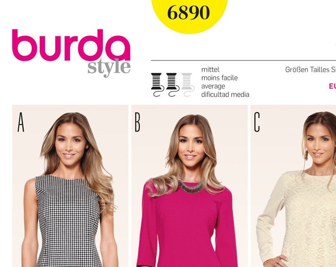 Burda Sewing Pattern 6890 - Misses' Jewel-neck, Semi-fitted, Sheath ...