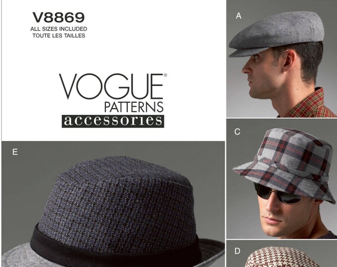 Vogue Men's Hat Pattern V8869: Five Lined Hat Variations - Etsy