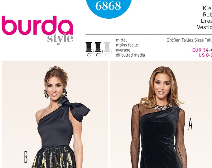 Burda Sewing Pattern 6868 - Misses' Asymmetrical, One Shoulder Evening ...