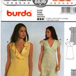 Burda Sewing Pattern 8836 - Misses' Sleeveless or Flutter Sleeve, V ...