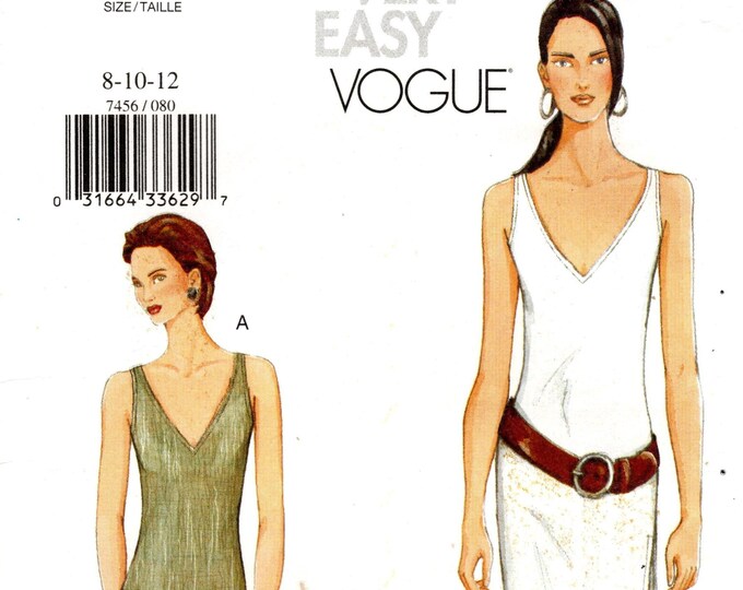 Vogue Dress Sewing Pattern 7456 - Misses' V-neck, Sleeveless, Side Slit ...