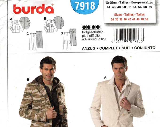 Burda 6871 Herrenanzug, Weste und Gehrock Schnittmuster. Größe Euro 44 ...