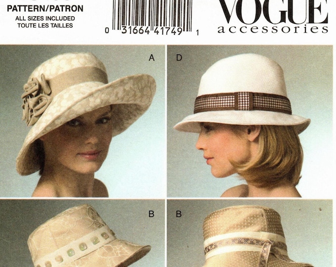 Vogue Hat Pattern V8405 - Misses' Modern Bucket Style Hats in Four ...