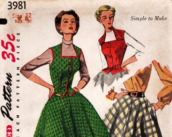 Blouse and Weskit Sewing Pattern Size 14 Bust 34 Advance - Etsy